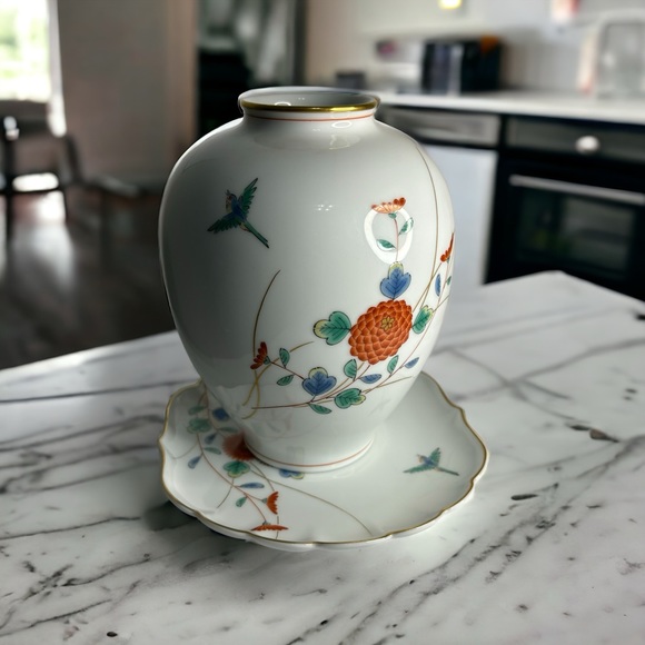 Fukagawa | Kitchen | Fukagawa Japanese Porcelain Set Of 2 Vase Plate ...